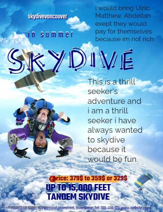 Tandem skydive flyer design | PosterMyWall