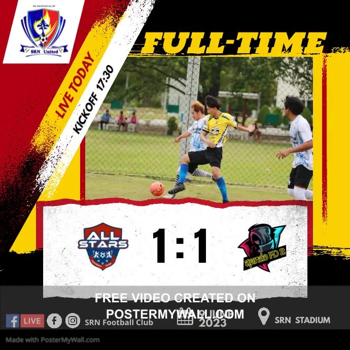 Soccer Game Full Time Result Social Media | PosterMyWall