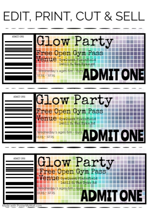 Glow party Gym Pass (1) | PosterMyWall