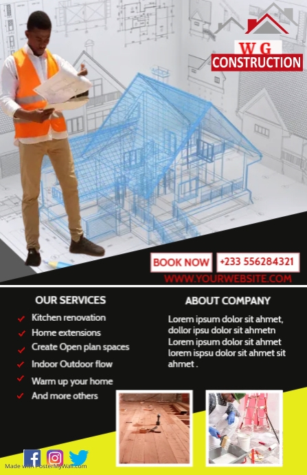 construction & renovation service poster | PosterMyWall