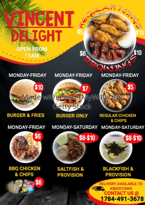 Copy of Black and Yellow Fast Food Menu Design | PosterMyWall