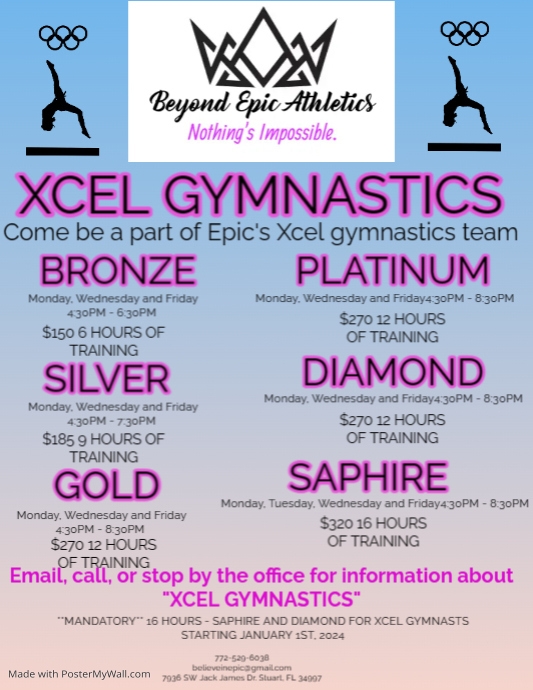 Xcel gymnastics | PosterMyWall