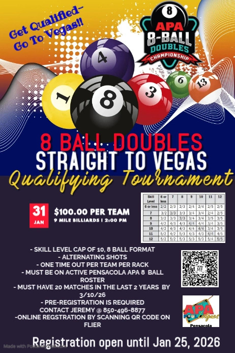 8 ball billiard tournament template | PosterMyWall