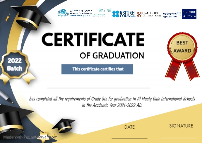 Copy of Certificate of Graduation | PosterMyWall