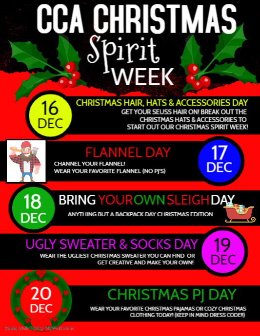 CCA CHRISTMAS SPIRIT WEEK 2021 | PosterMyWall