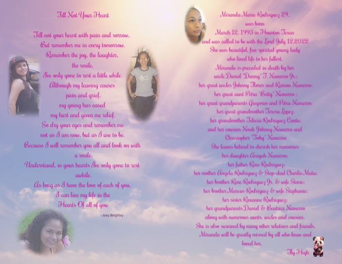 Heavenly Purple Sky Funeral Program Biography (1) | PosterMyWall