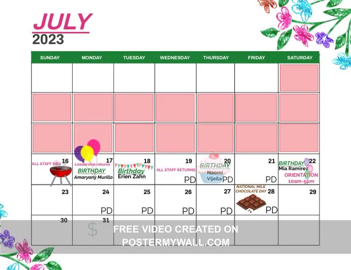 Copy of July 2023 Monthly Events Calendar Template | PosterMyWall