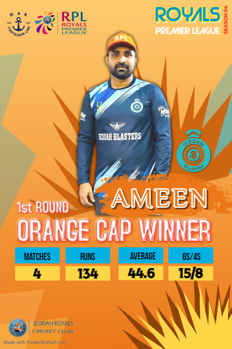 Copy of Orange Cap - 1st Round | PosterMyWall