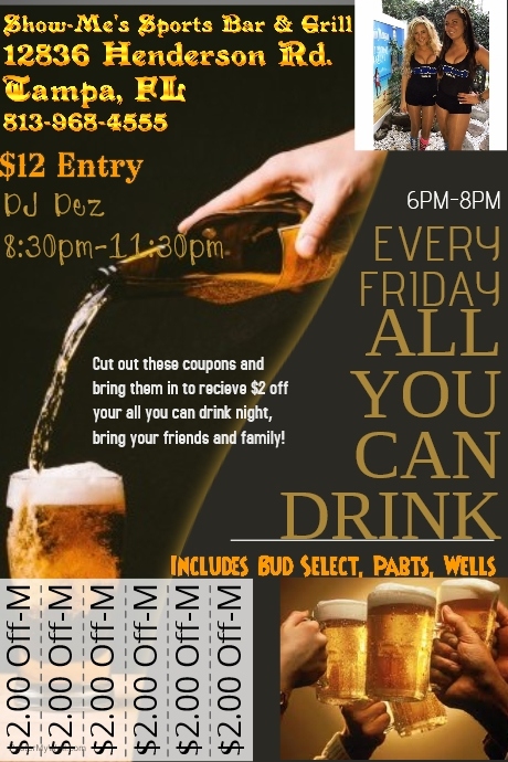 Copy of happy our drinks bar business flyer template | PosterMyWall