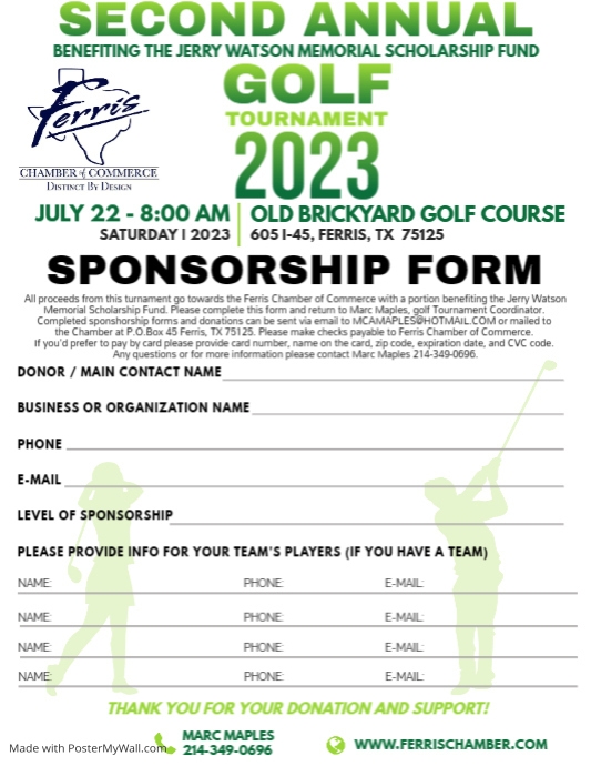 2023 Golf Tournament Sponsorship Form | PosterMyWall