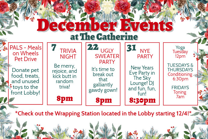 Copy of The Catherine December Event Calendar | PosterMyWall