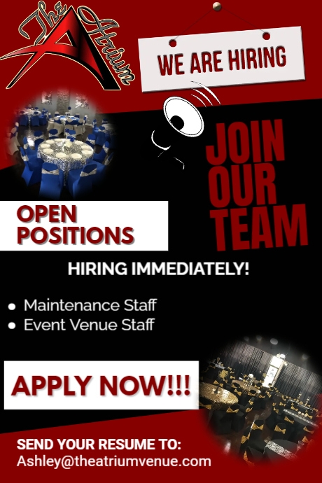 Atrium Open Positions Flyer | PosterMyWall