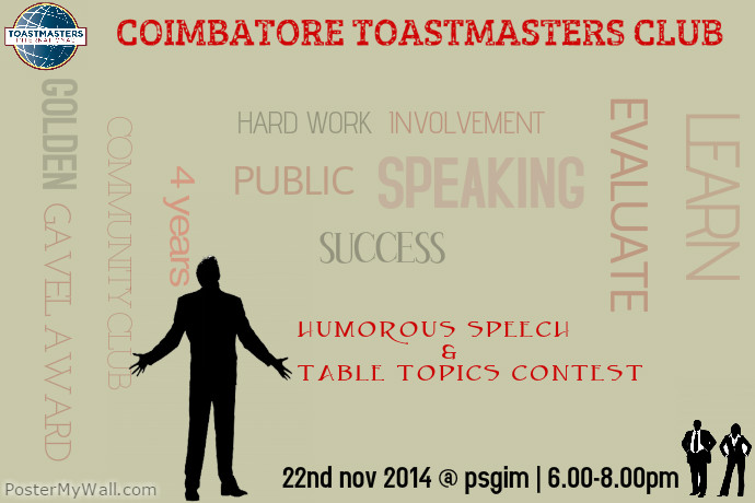Coimbatore toastmasters welcomes you all to its 150th milestone meeting ...