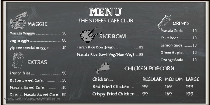 Copy of Copy of Snack Bar Cafe Menu Template | PosterMyWall
