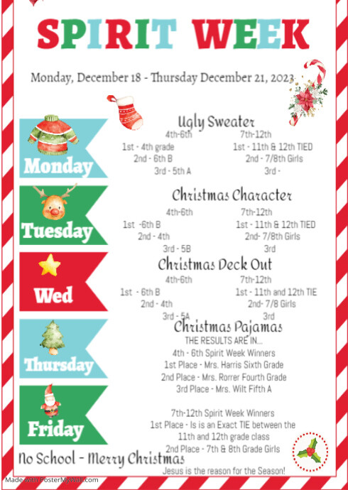 Christmas Spirit Week Flyer | PosterMyWall