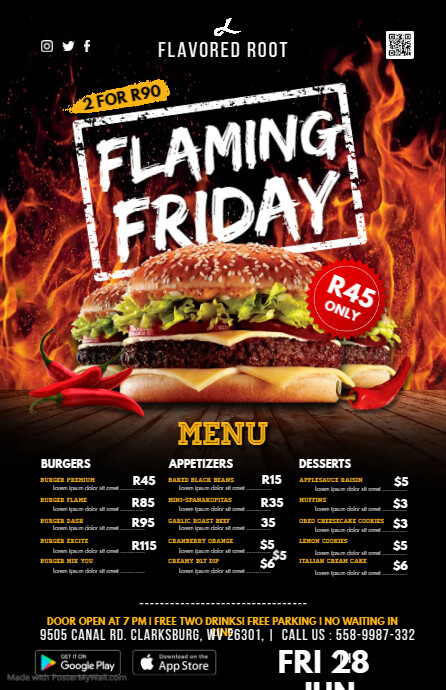Hot Spicy Fast Food Menu Table Talker | PosterMyWall