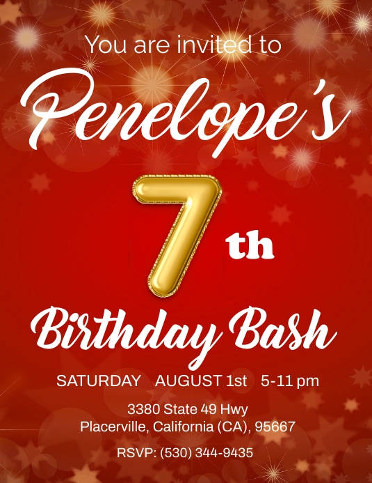 7th bday Template | PosterMyWall