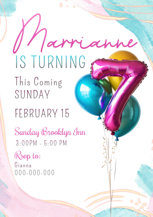 7th Birthday Invitation Template | PosterMyWall