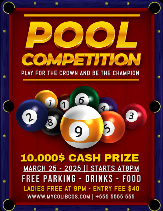 8 Ball Pool Competition Template | PosterMyWall