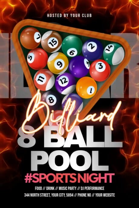 8 Ball Pool Night Template | PosterMyWall