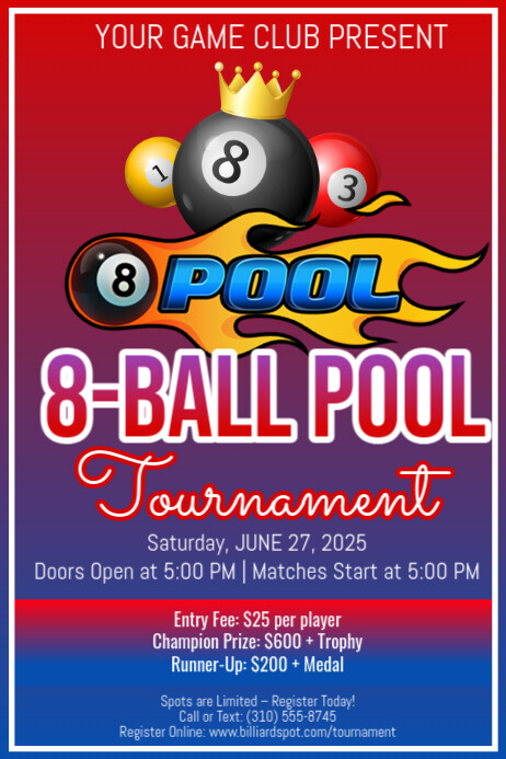 8 Ball Pool Poster Template | PosterMyWall
