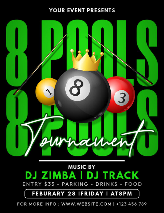 8 Ball Pool Tournament Template | PosterMyWall