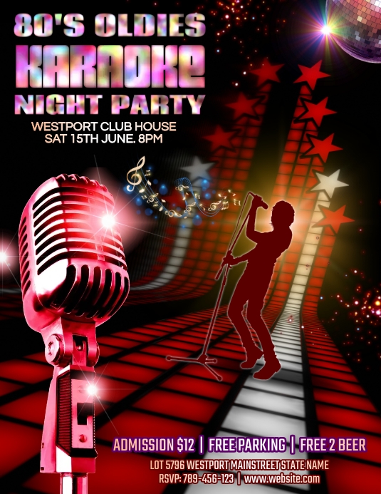 Copy of 80's Oldies Karaoke Night Party Flyer | PosterMyWall