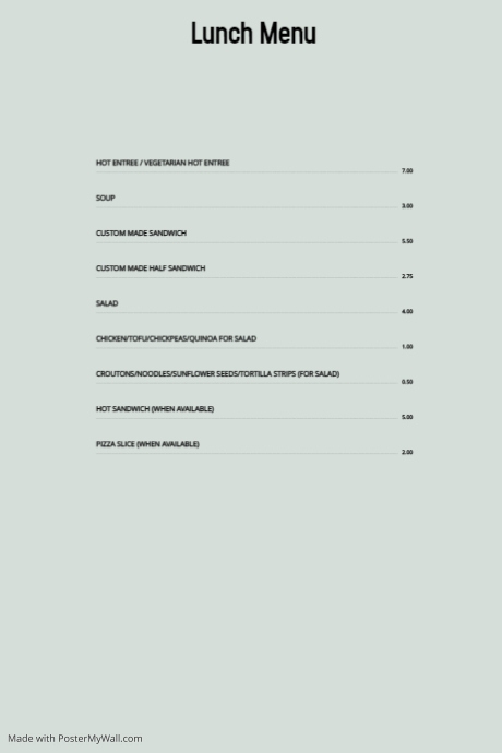 Copy of Lunch menu | PosterMyWall
