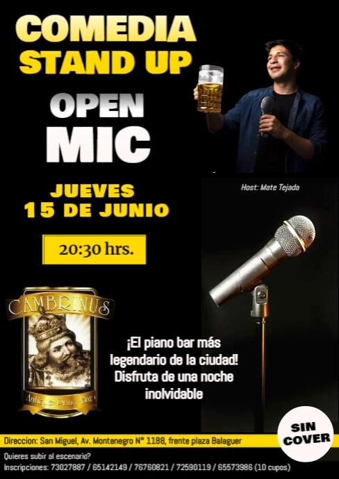 Comedy Open Mic Flyer Poster Microphone Event | PosterMyWall