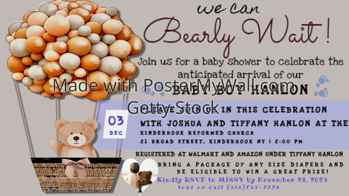Boy baby Shower Bear Flyer Free | PosterMyWall