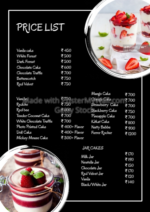 Copy of Price List Sweets Chalk Board Dessert Menu Ad | PosterMyWall