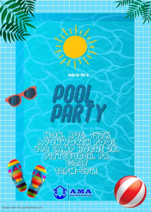 End of summer pool party invitation | PosterMyWall