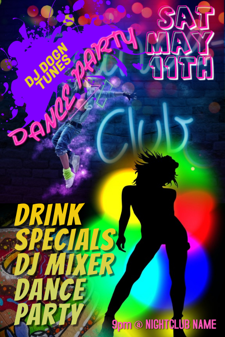 80s Dance Party Club Poster Template | PosterMyWall