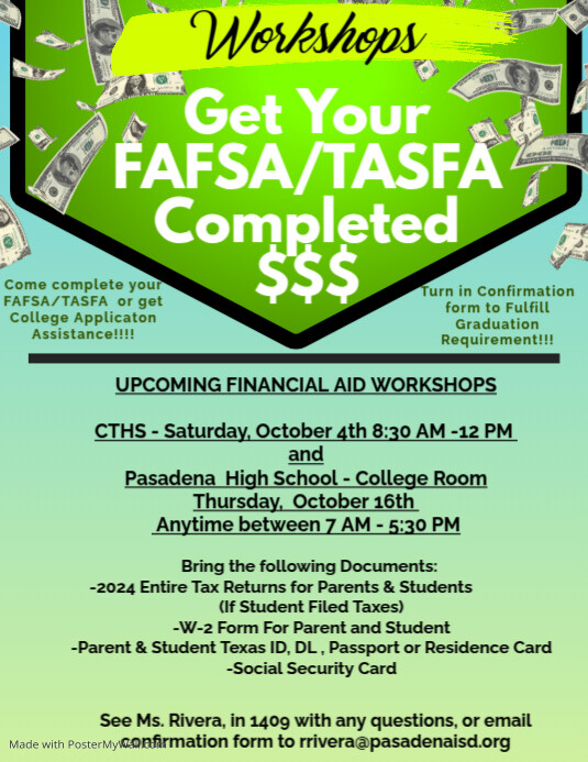 Saturday FAFSA Workshop | PosterMyWall