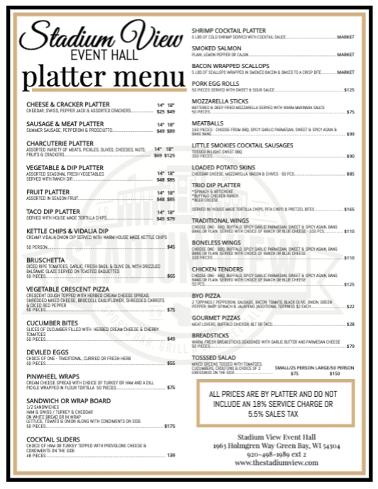 2023 EVENT HALL PLATTER MENU | PosterMyWall
