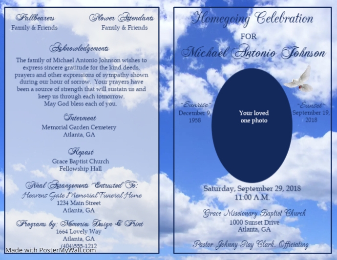 Copy of Funeral Program | PosterMyWall