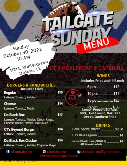 Game Day Sunday Menu Flyer | PosterMyWall