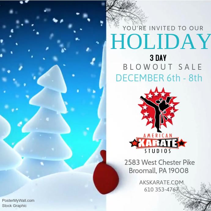 American Karate Studios Snowman Winter Sale Video Template | PosterMyWall