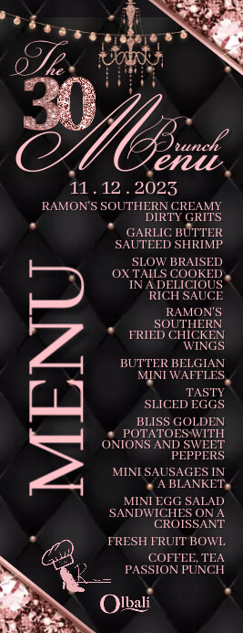 Copy of Tiaira 30 - MENU 4.5X11 | PosterMyWall