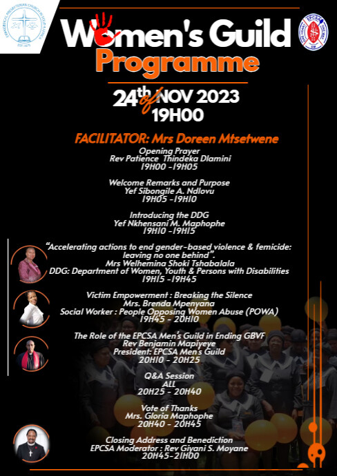 EPCSA Women's Guild 16 Days of Activism Activities Launch | PosterMyWall