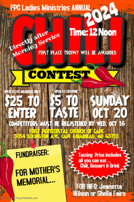 Copy of Chili Cook-Off Contest Poster Template | PosterMyWall