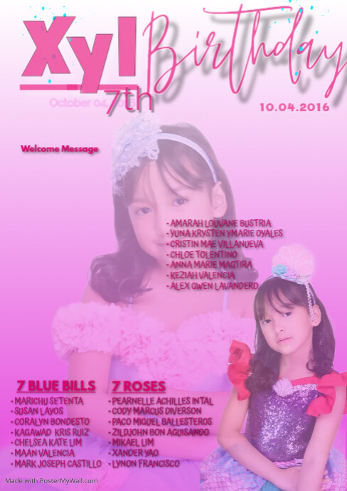 Birthday party program Xyllana 7th - Program | PosterMyWall