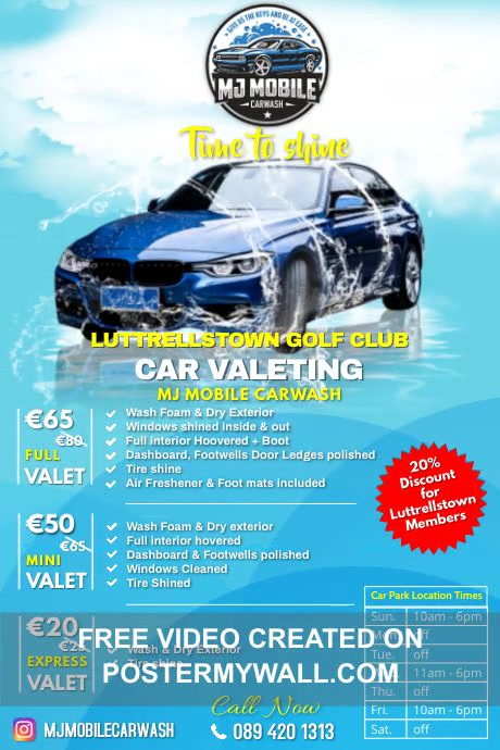 Car Valeting Luttrellstowen Members | PosterMyWall