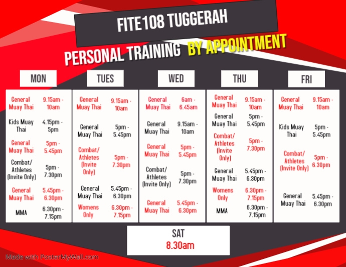 Copy of Copy of Gym Timetable Template | PosterMyWall
