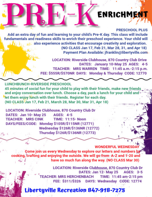 Pre-K Classes | PosterMyWall
