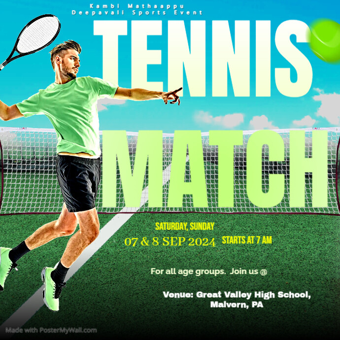 Tennis match flyer template | PosterMyWall