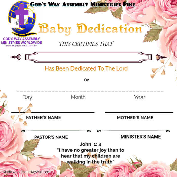 baby dedication certificate poster | PosterMyWall