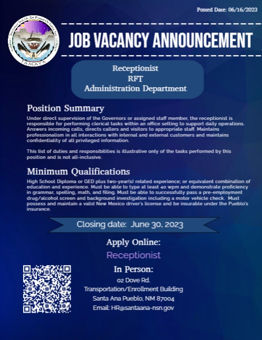 Receptionist | PosterMyWall