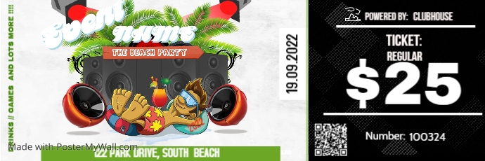 Copy of beach party ticket template design | PosterMyWall