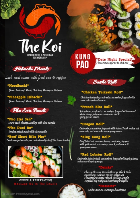Restaurant Sushi Menu Flyer / Poster Template | PosterMyWall